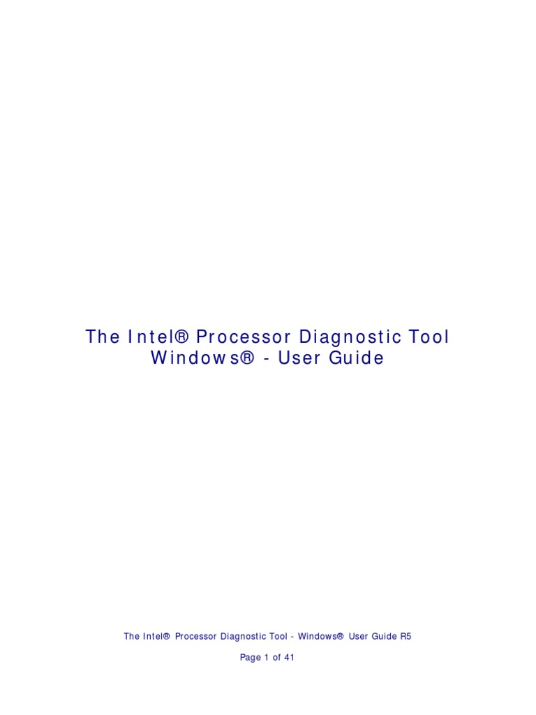 The Intel Processor Diagnostic Tool in Windows User Guide R | PDF ...