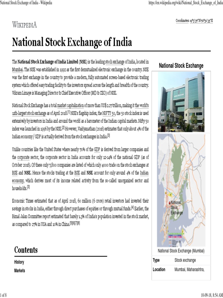National Stock Exchange of India | PDF | Microeconomics | Companies