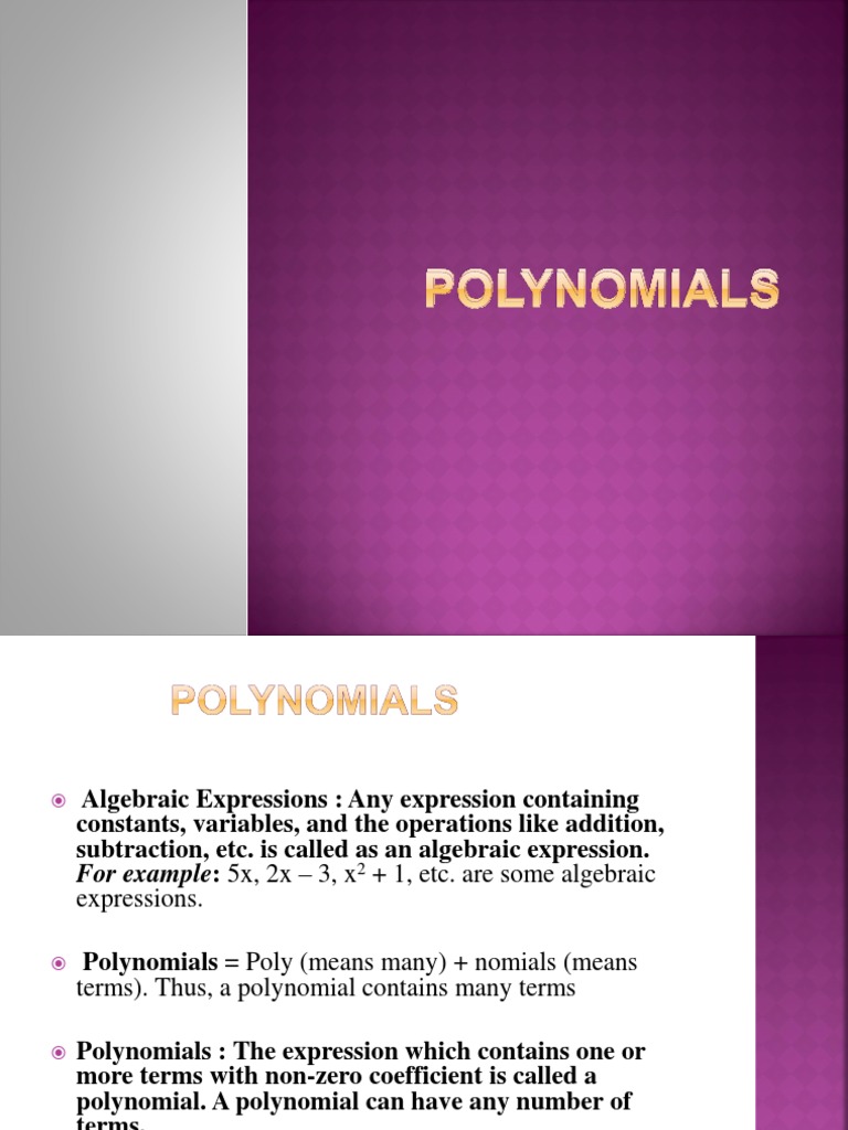 Polynomials | PDF | Polynomial | Variable (Mathematics)