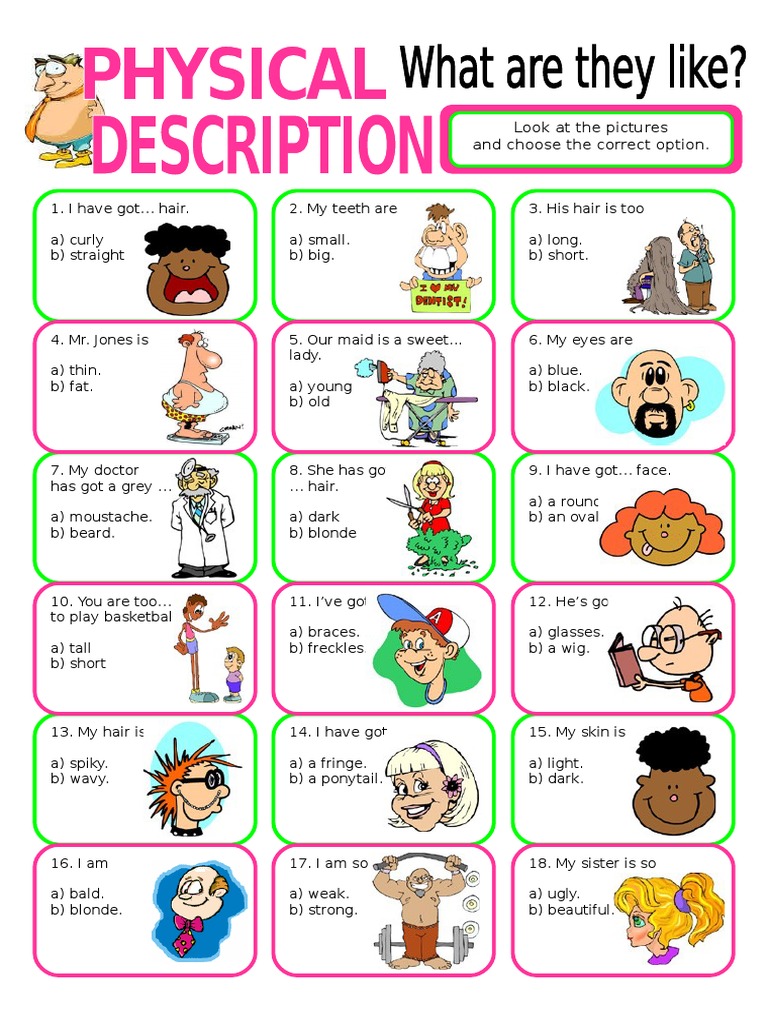 Physical Appearance Descriptions: A Matching Exercise | PDF | Blond | Wig