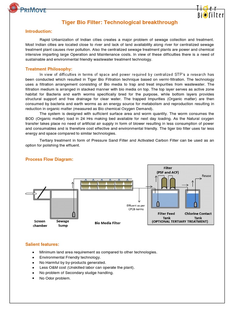 Tiger Bio Filter - Information | PDF | Sewage Treatment | Environmental ...