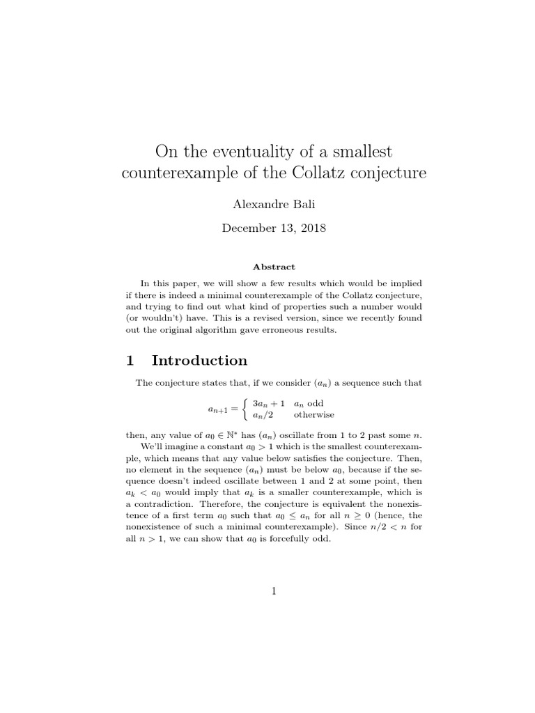 Collatz Conjecture Counterexample Analysis | PDF | Discrete Mathematics ...