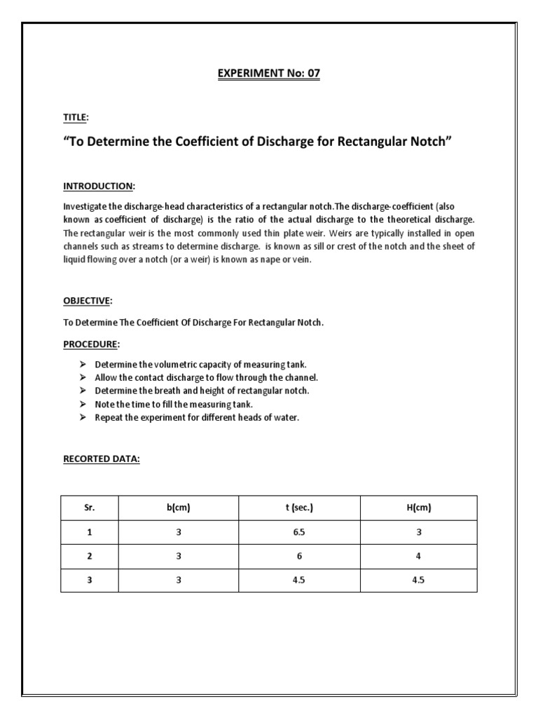 Lab Report 7 | Download Free PDF | Discharge (Hydrology) | Volume