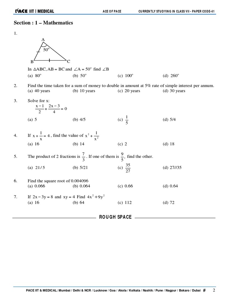 Currently Studying in VII AOP Sample Paper | PDF | Leaf | Area