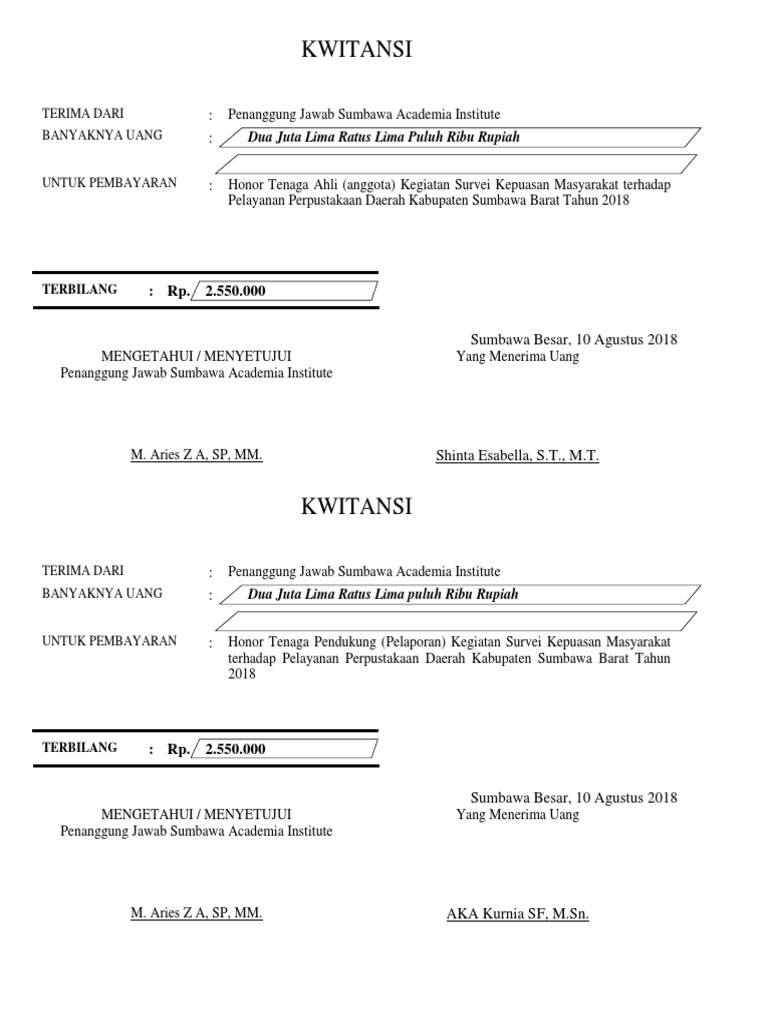 Contoh Kwitansi | PDF