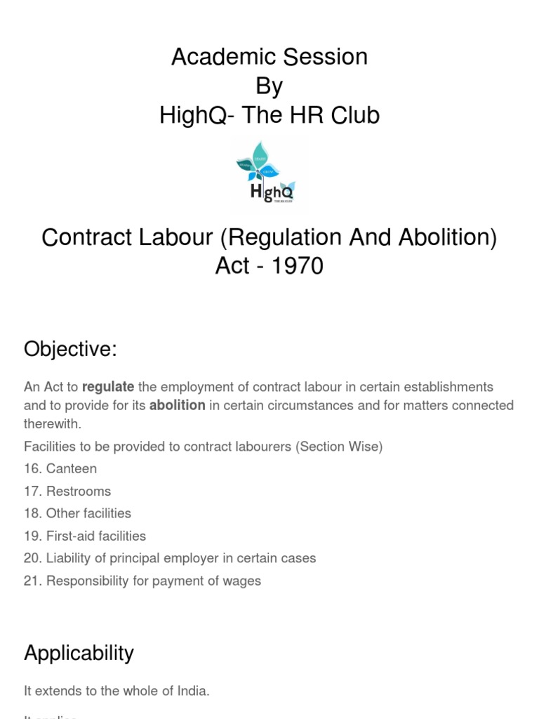 Contract Labour Act. | PDF | Independent Contractor | Employment