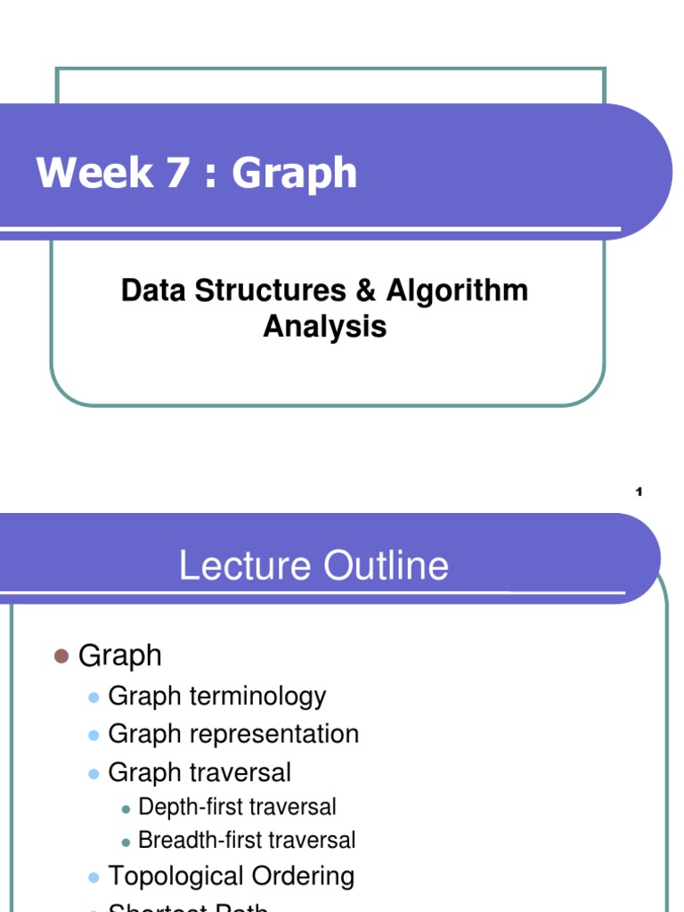 Week 7 Graph Data Structures And Algorithm Analysis Pdf Vertex