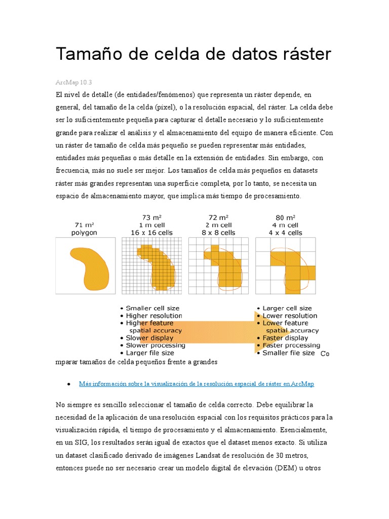 ArcGIS. Tamaño de Celda de Datos Ráster | PDF | Resolución de pantalla ...