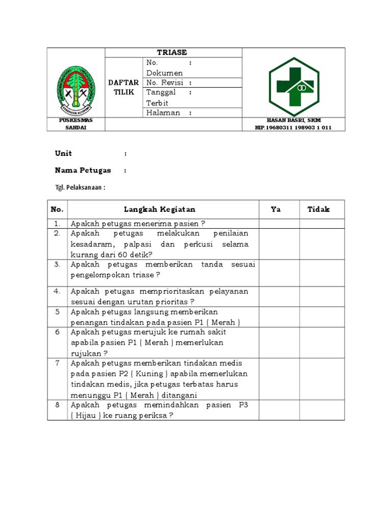 Daftar Tilik Sop Triase | PDF