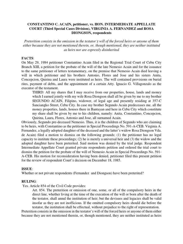 Acain V IAC | PDF | Will And Testament | Legal Aspects Of Death