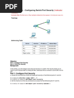 11.6.1 Packet Tracer - Switch Security Configuration - ILM | PDF | Network Switch | Network ...