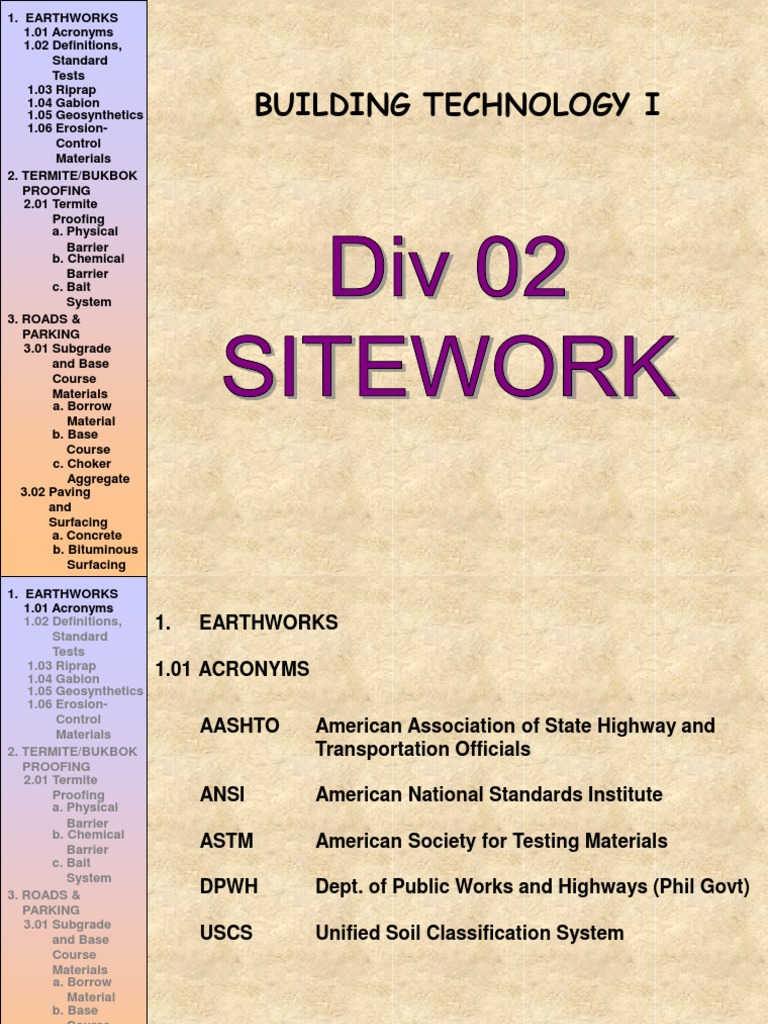 SITEWORKS | PDF | Building Engineering | Civil Engineering