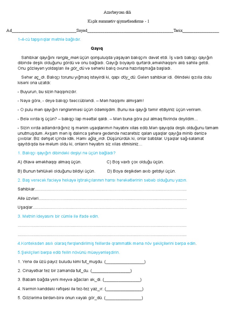 7-sinif Azərbaycan dili ksq 1,2,3,4,5,6,7 BSQ 1,2 | PDF