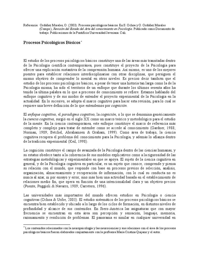 Procesos Psicológicos Básicos | PDF | Sicología | Memoria
