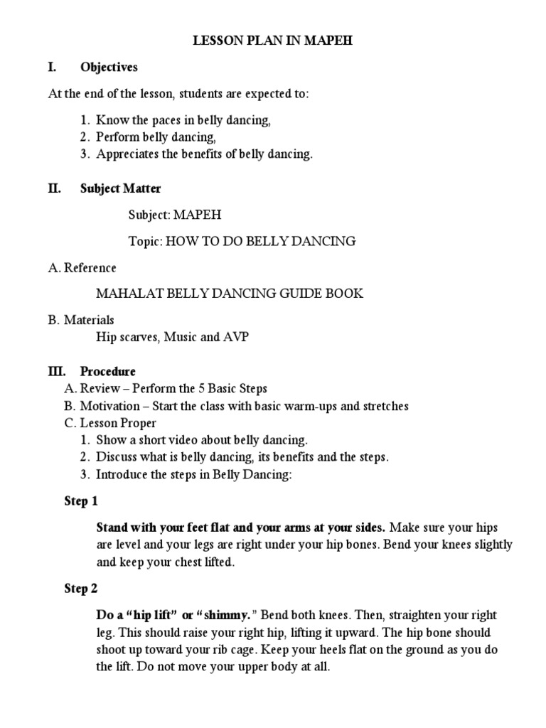 Lesson Plan in Mapeh | PDF | Abdomen | Foot