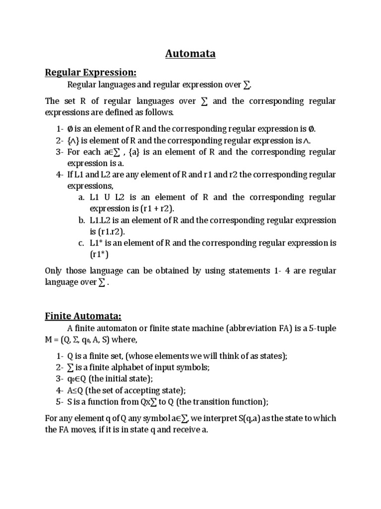 Automata: Regular Expression | PDF