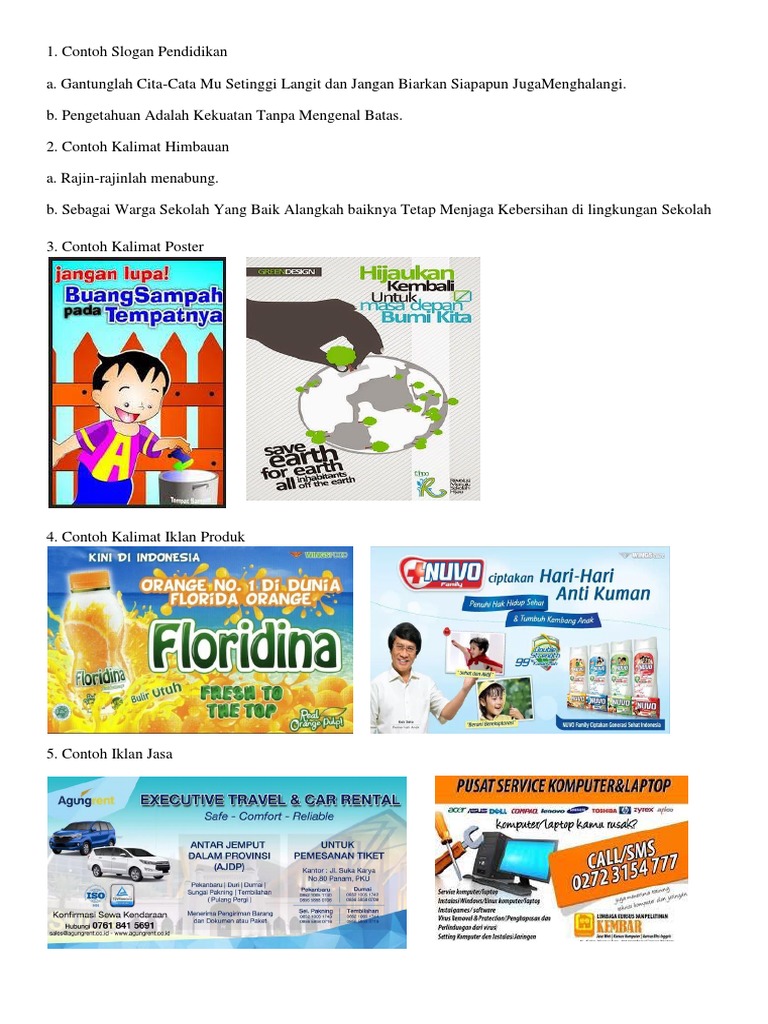 Contoh Slogan Iklan Dan Poster | PDF