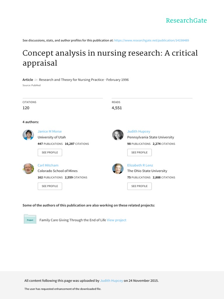 Concept Analysis in Nursing MORSE | PDF | Qualitative Research | Concept
