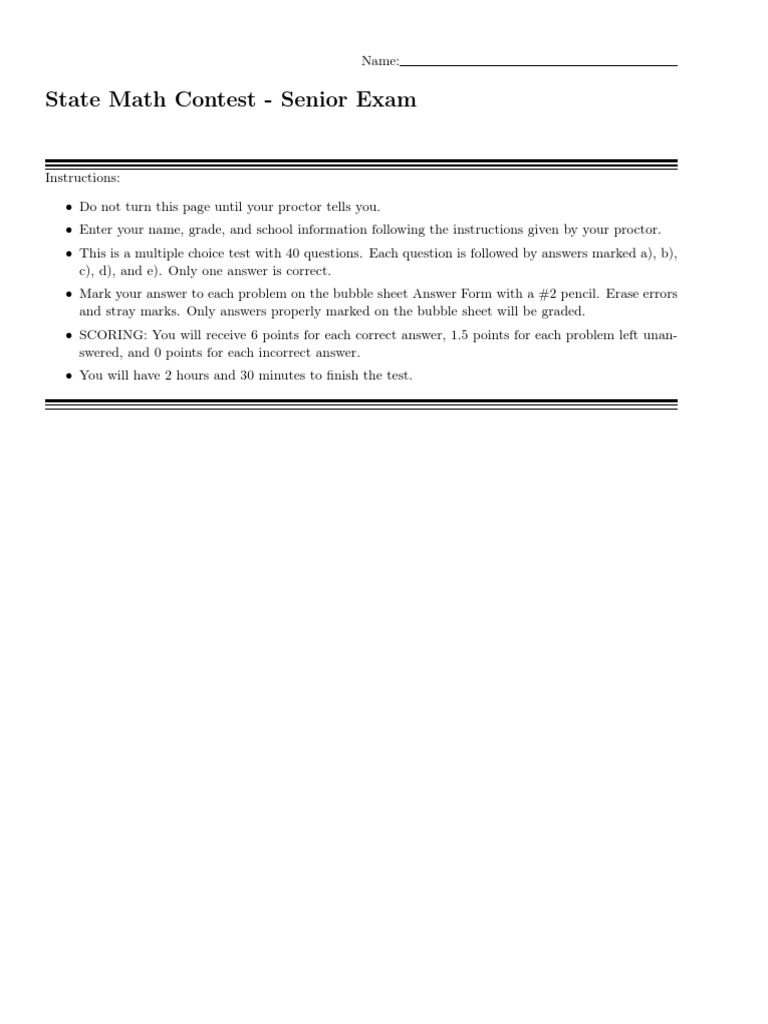 Senior Math Exam: Analyzing Probability, Functions, and Geometry ...