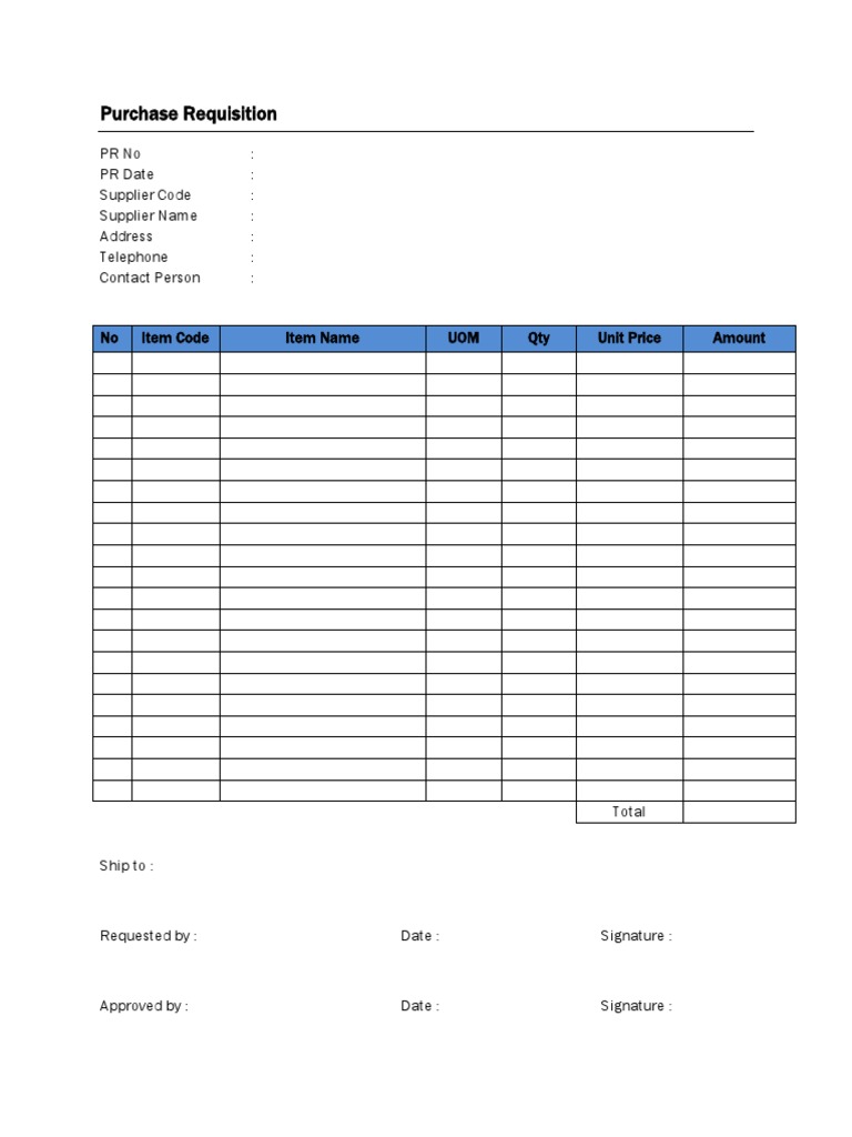 Purchase Requisition Form | PDF