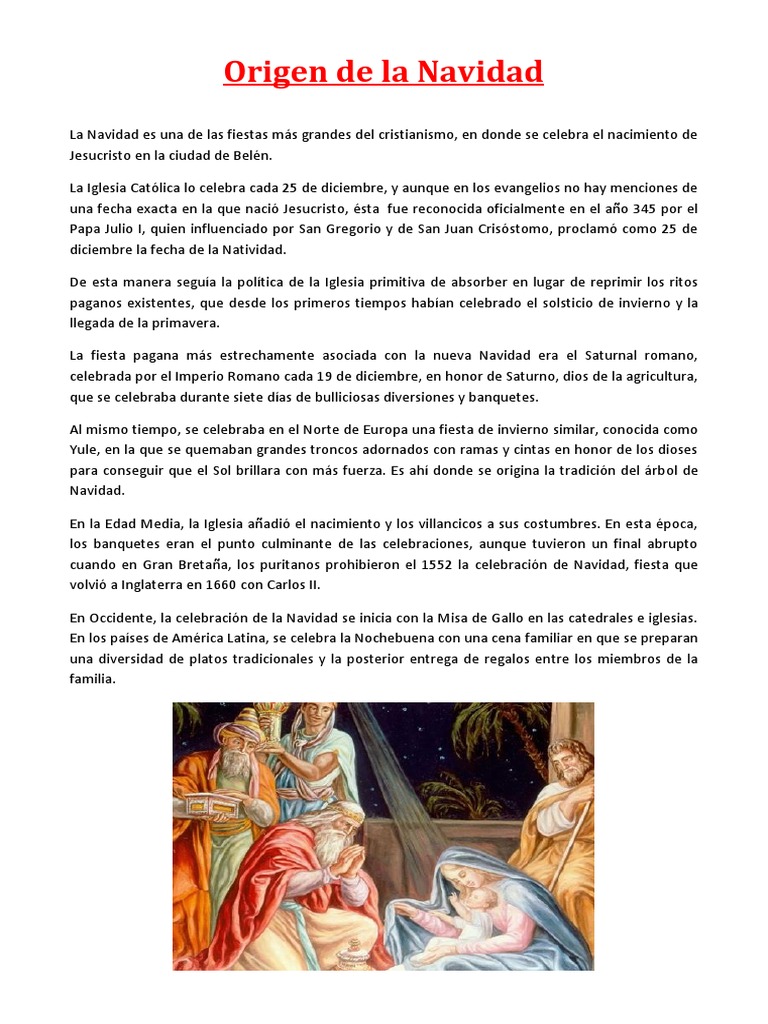 Origen y celebración de la Navidad | PDF | Ciencias sociales | Viajes y ...