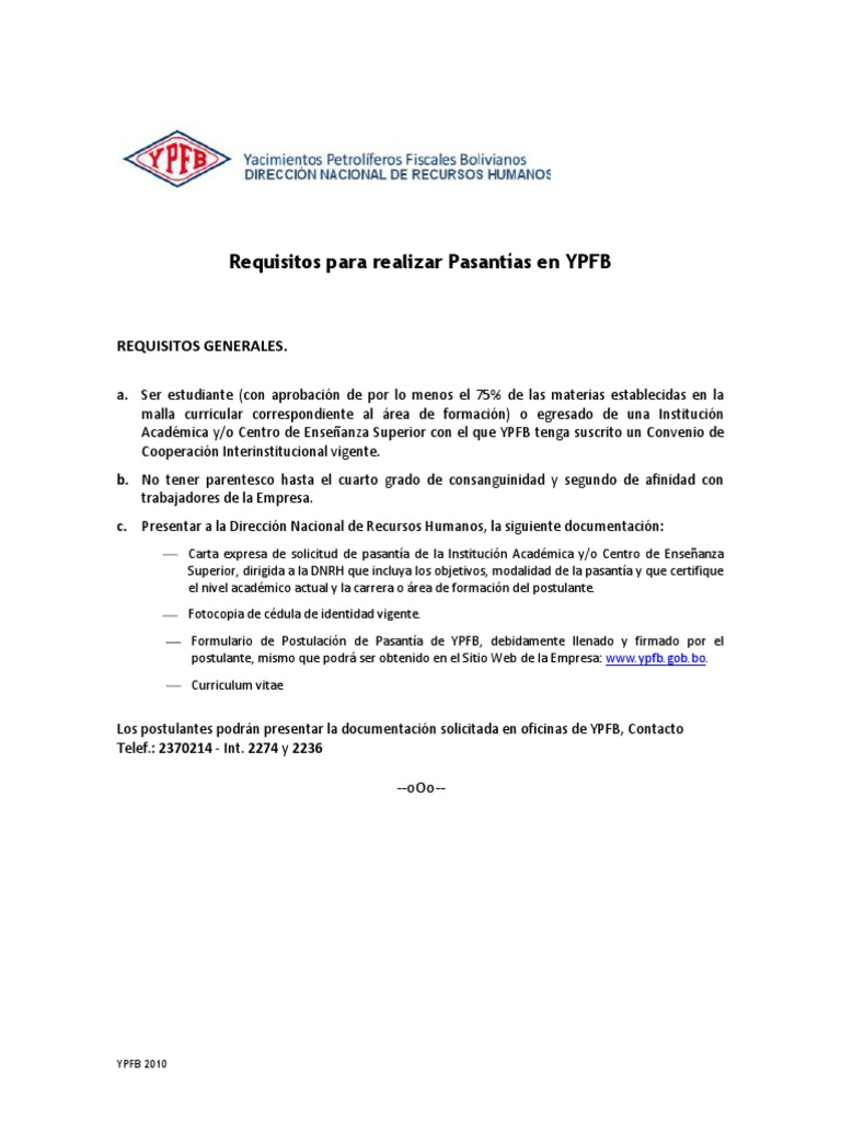 Requisitos Ypfb PDF | PDF