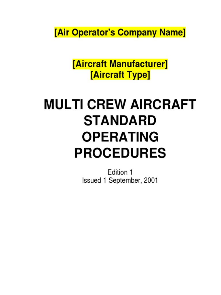 Standard Operating Procedures for [Aircraft Manufacturer] [Aircraft ...