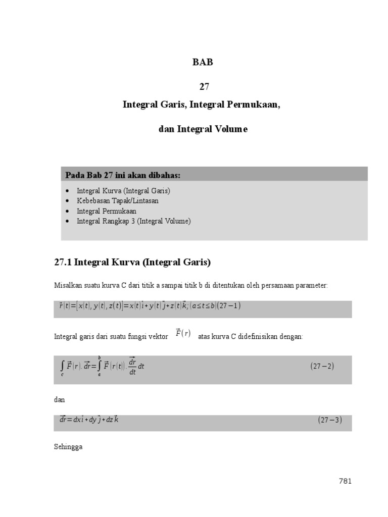 Integral Garis dan Permukaan dalam Matematika | PDF | Metode & Bahan Ajar