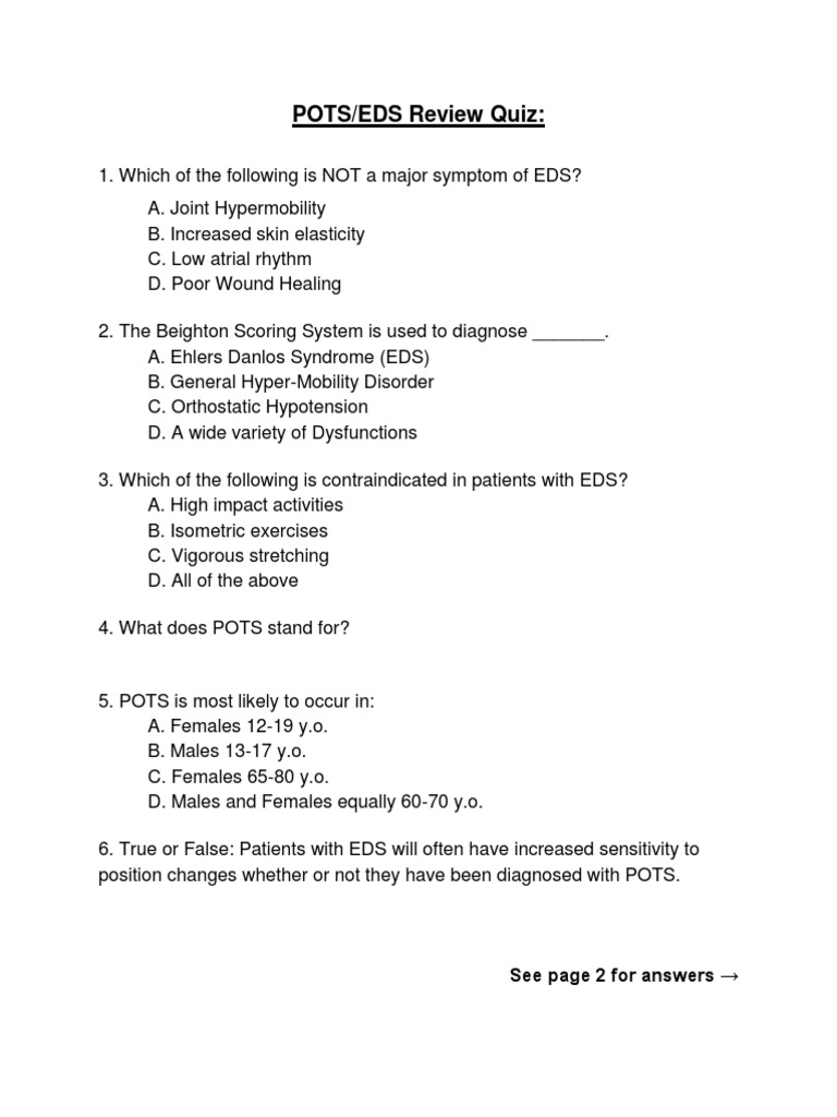 Pots-Eds Review Quiz Answer Key | PDF | Science & Mathematics