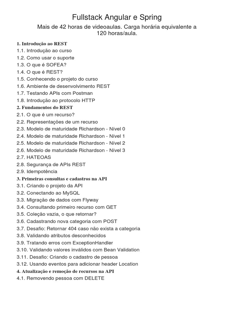 Ementa Full Stack Angular e Spring | PDF | Folhas de estilo em cascata | Protocolo de ...