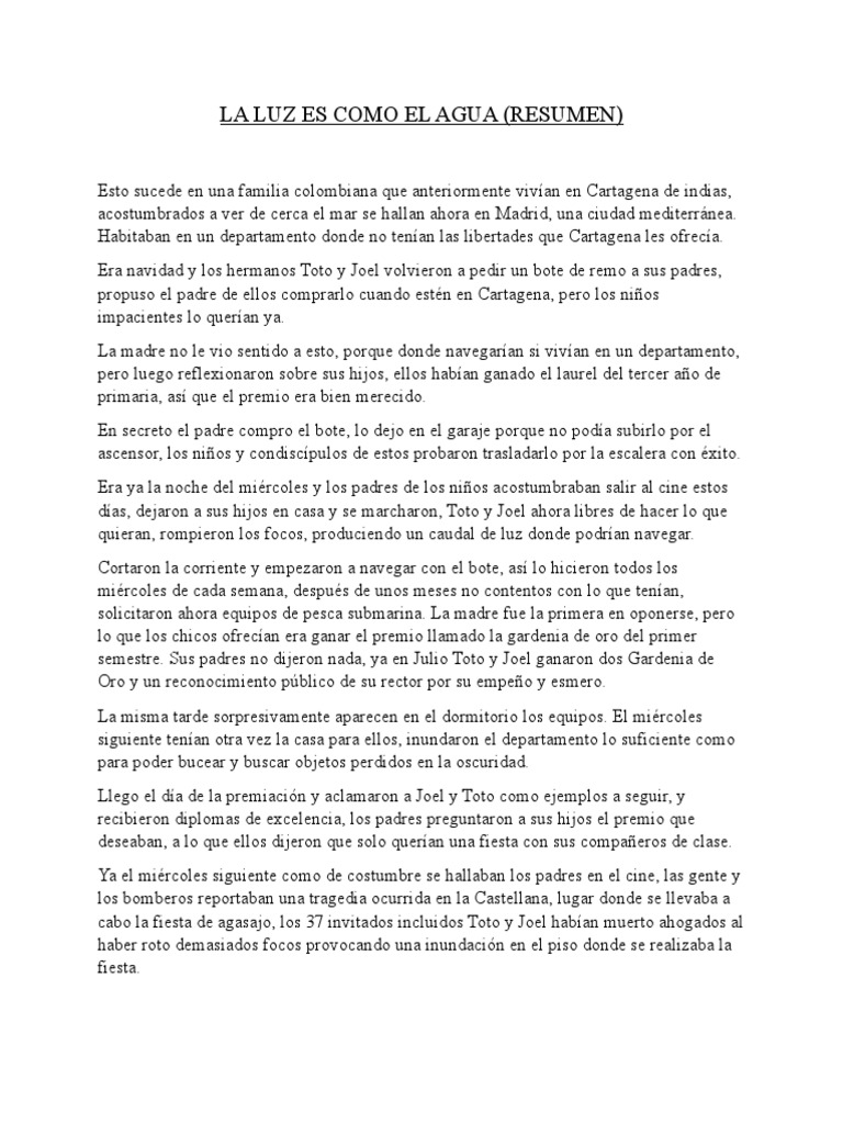 La Luz Es Como El Agua | PDF | Ocio