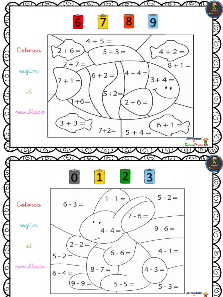 Resuelve Las Operaciones y Colorea Según El Resultado | PDF