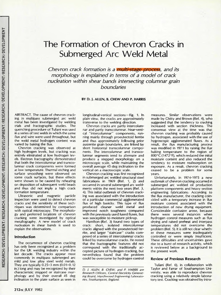 AWS Welding Journal - The Formation of Chevron Crack in Submerged Arc ...