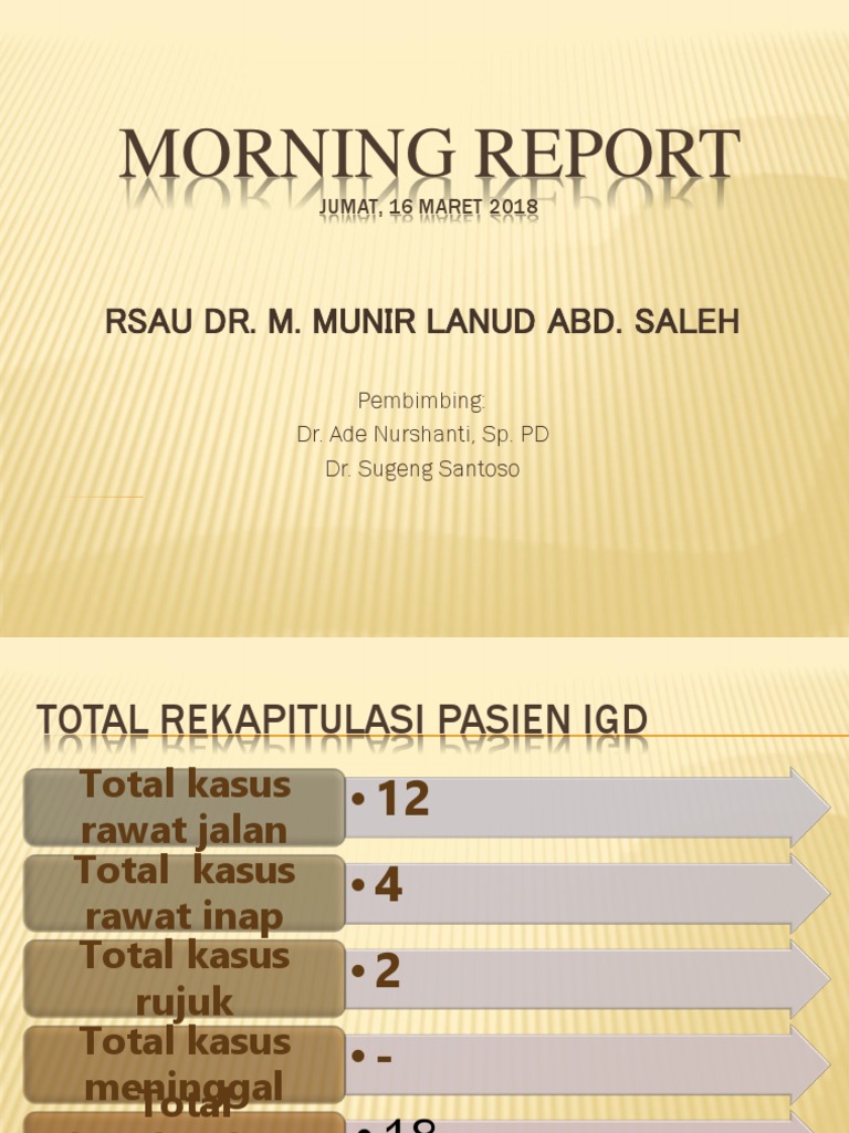 Morning Report: Rsau Dr. M. Munir Lanud Abd. Saleh | PDF