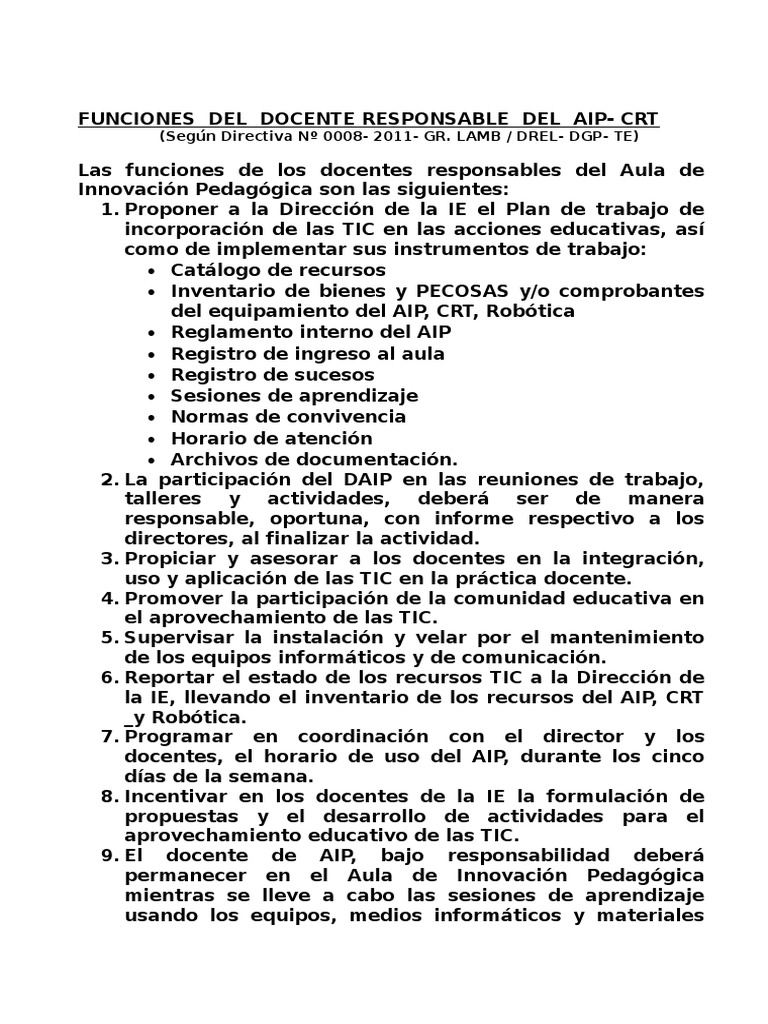 Funciones Del DAIP | PDF | Maestros | Tecnología de información y ...