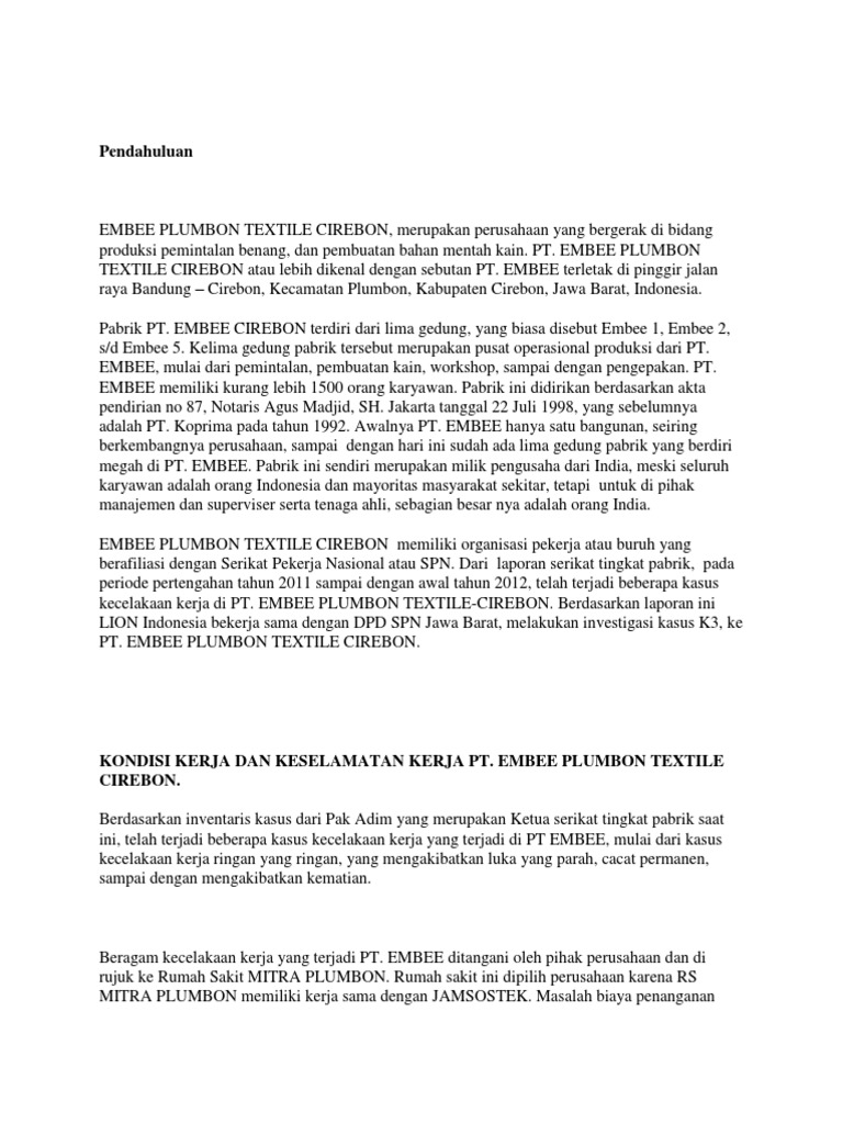 Embee Plumbon Textile Cirebon | PDF