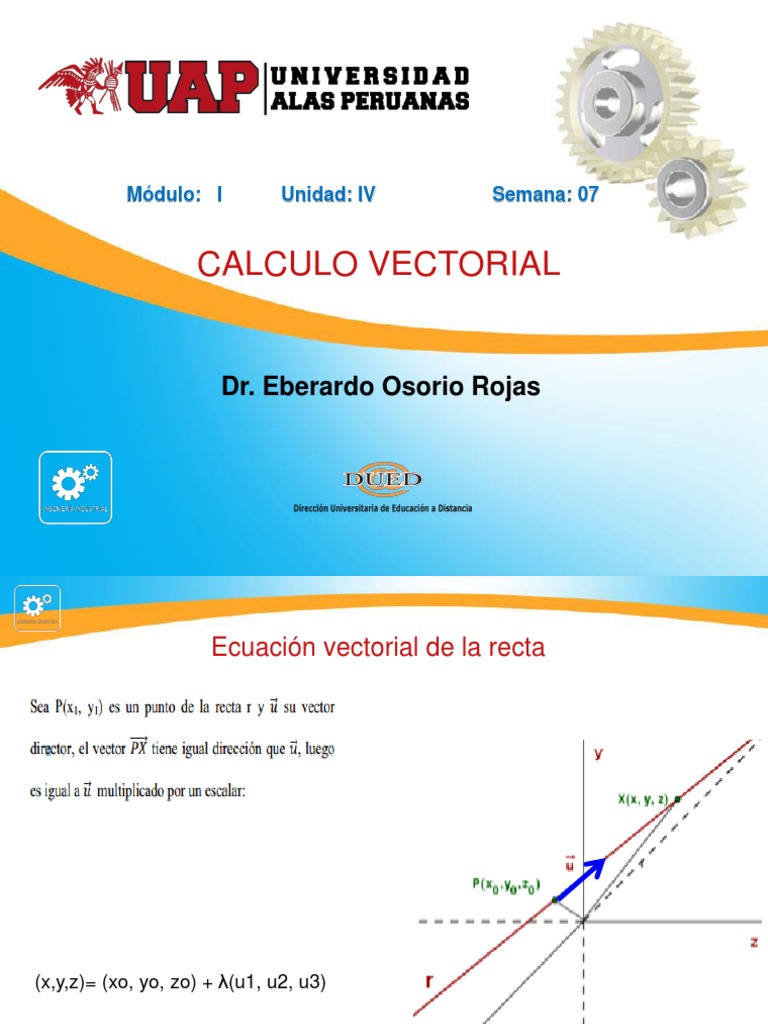 Ecuaciones de la recta en cálculo vectorial | PDF | Vector Euclidiano ...