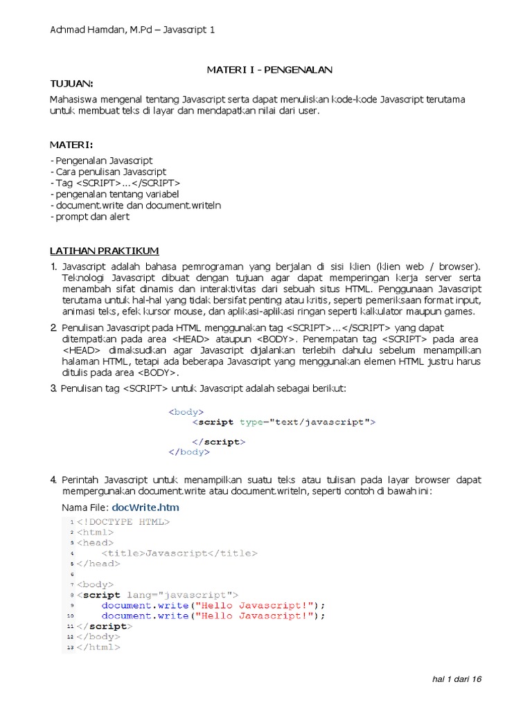 Modul 5 - Javascript 1 | PDF