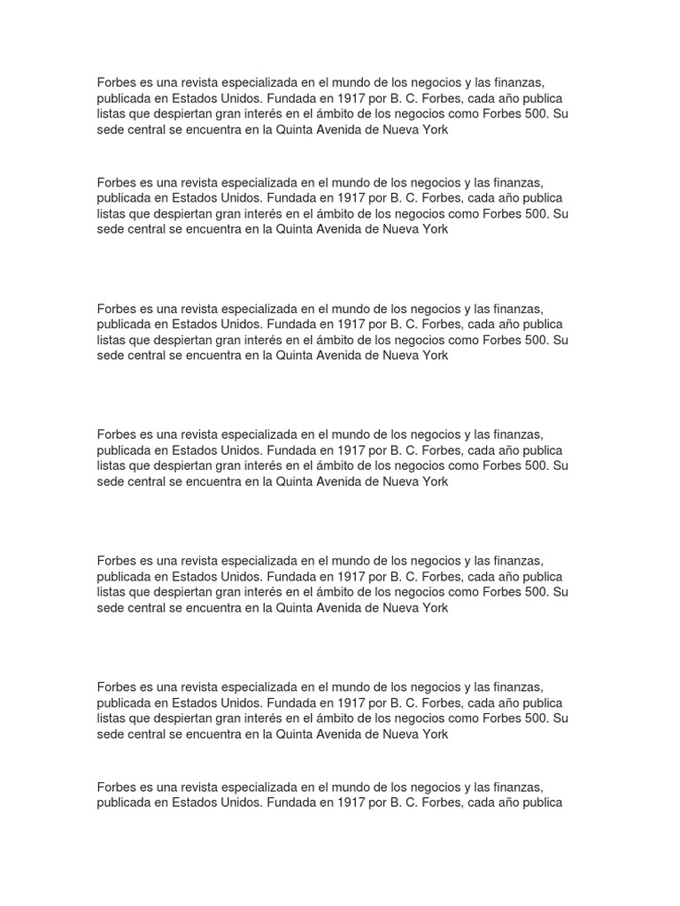 Historia y enfoque de Forbes Magazine | PDF | Forbes | Revistas americanas