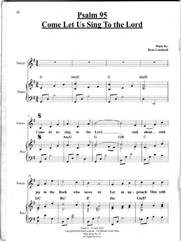 Come Let Us Sing To The Lord Psalm 95 Cayabyab PDF | PDF