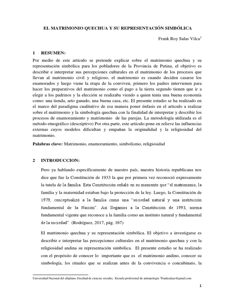 Matrimonio Quechua: Simbología y Proceso | PDF | Matrimonio | Boda