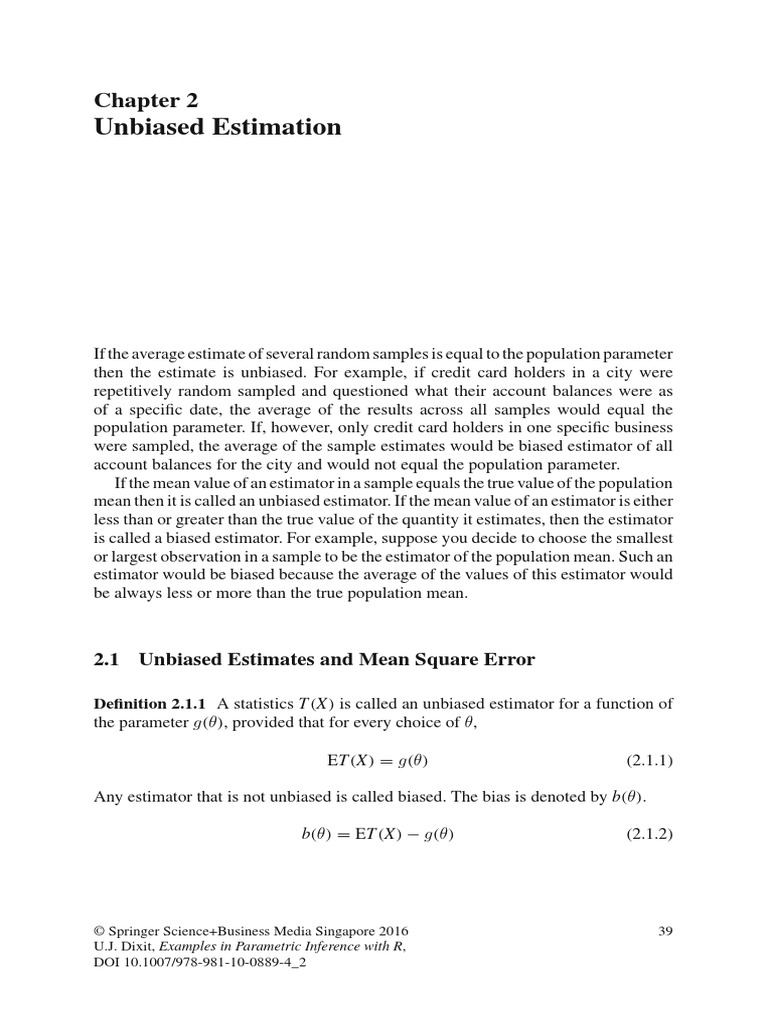 Unbiased Estimator | PDF | Estimator | Bias Of An Estimator
