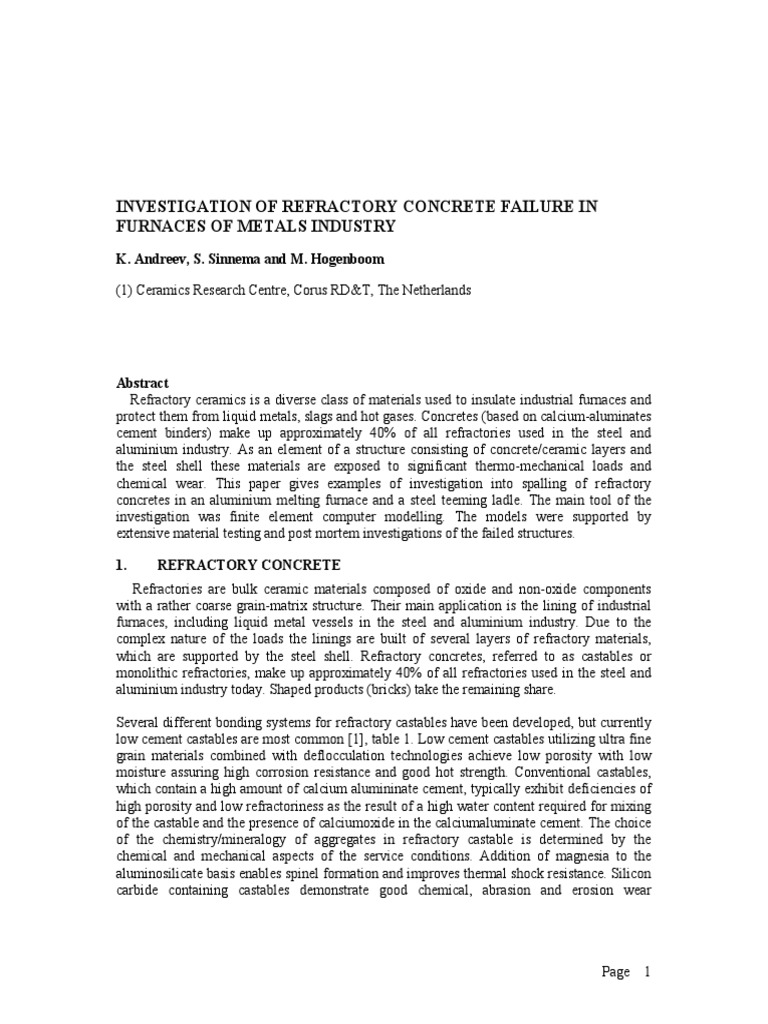 Refractory Concrete Failures | PDF | Refractory | Strength Of Materials