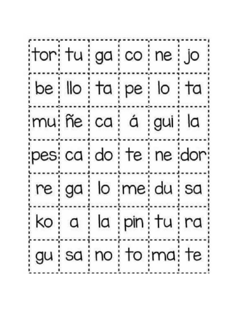 Silabas para Recortar | PDF