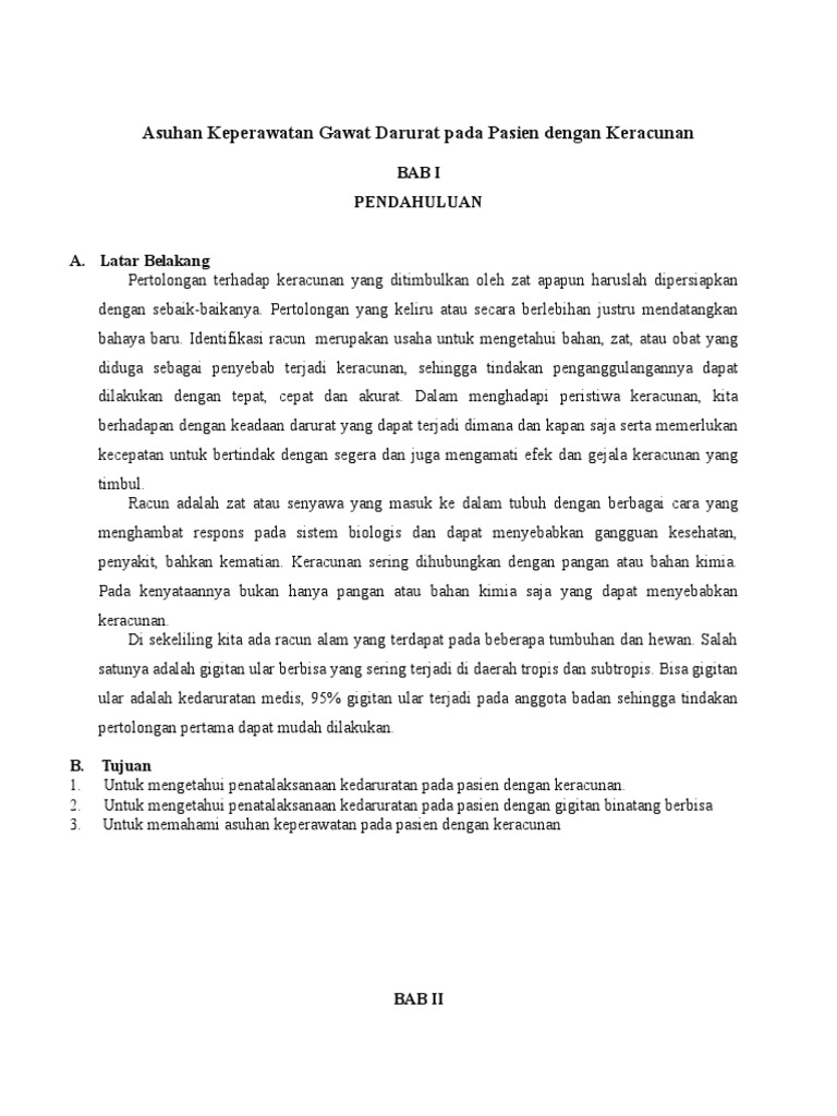 Asuhan Keperawatan Gawat Darurat Pada Pasien Dengan Keracunan | PDF