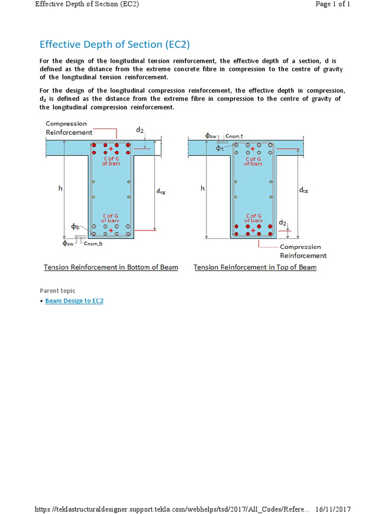 Effective Depth of Section (EC2) | PDF