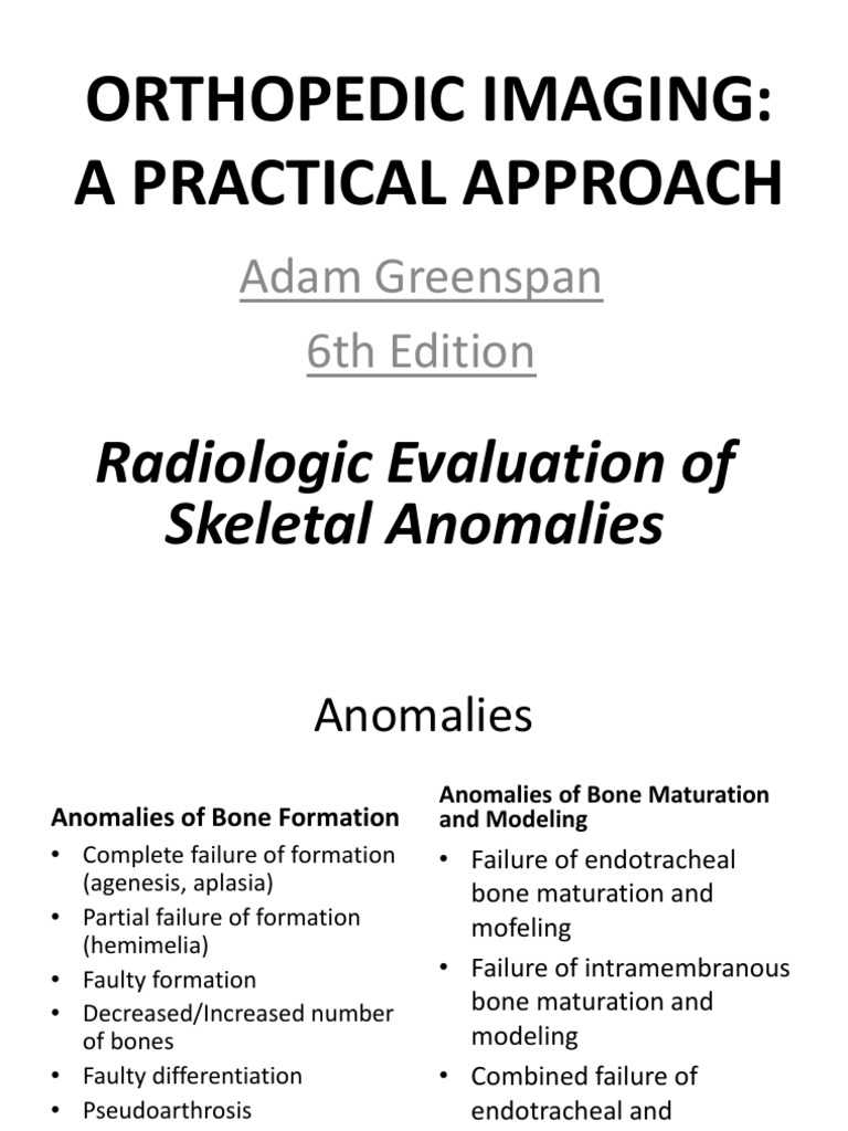 Orthopedic Imaging: A Practical Approach: Adam Greenspan 6th Edition ...