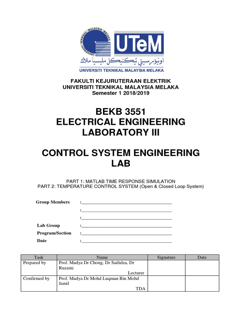 Lab 3 Control System BEKB 3551 | PDF | Control Theory | Control System