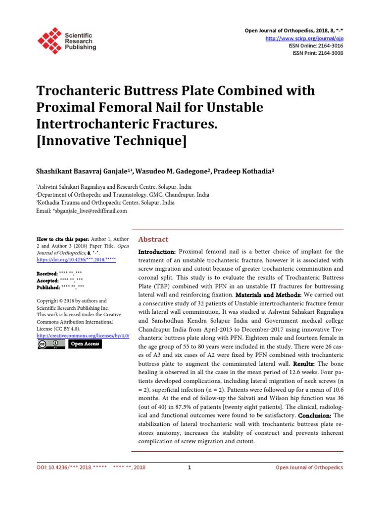 Trochanteric Buttress Plate | PDF | Orthopedic Surgery | Hip