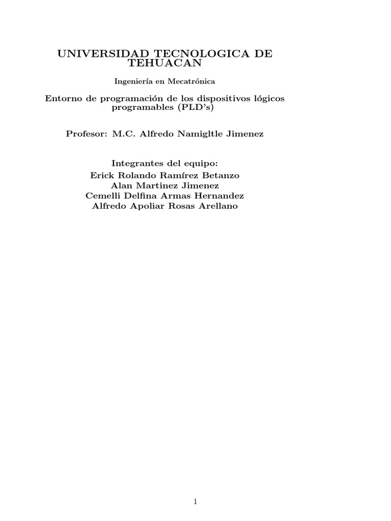 Reporte 1 Dispositivos Logicos Programables | PDF | Arreglos de ...